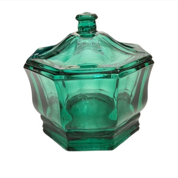 Indiana Glass | Dining | Vintage Indiana Glass Green Concord Octagon ...